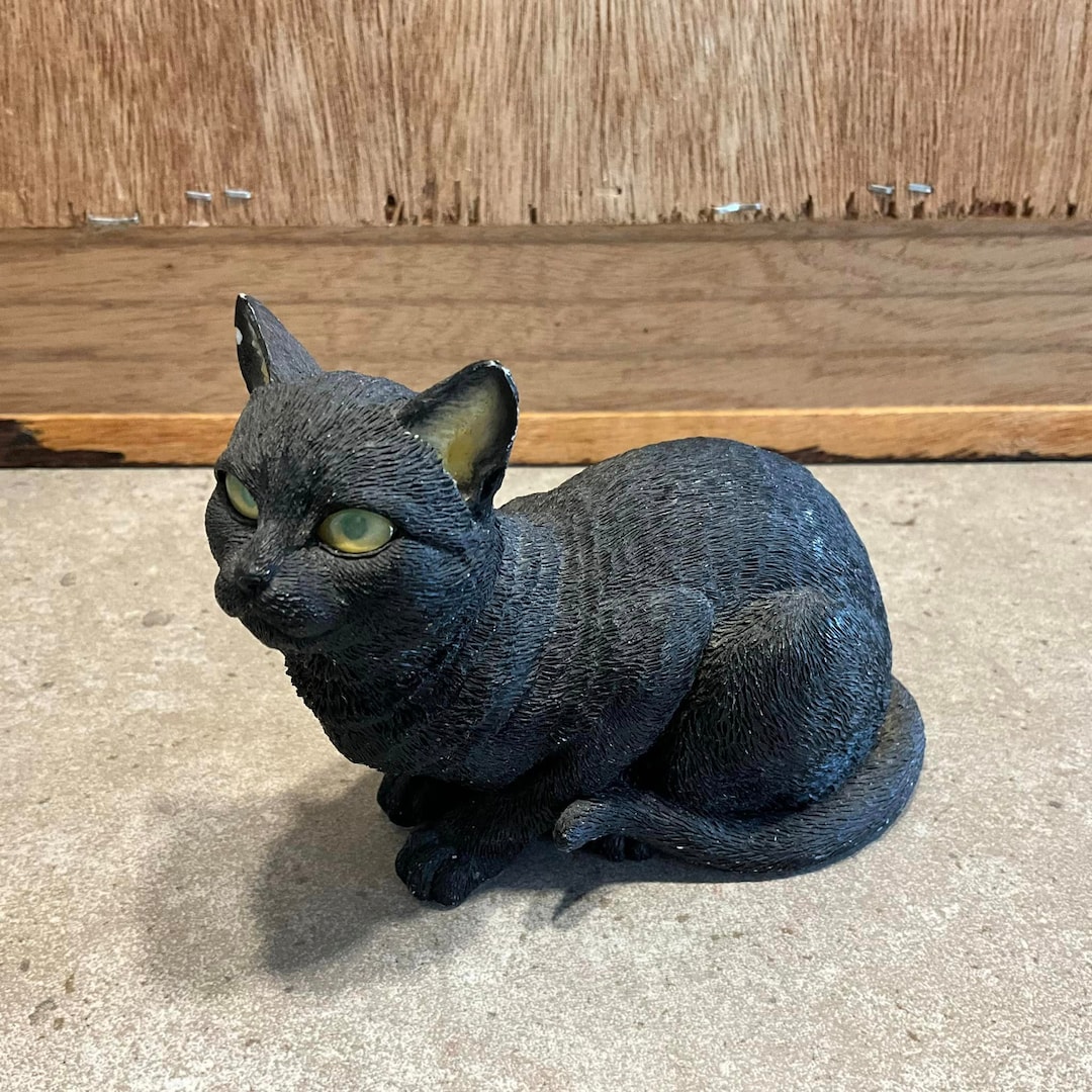 Vintage Black Cat Statue, Black Kitty Cat Figurine - Etsy