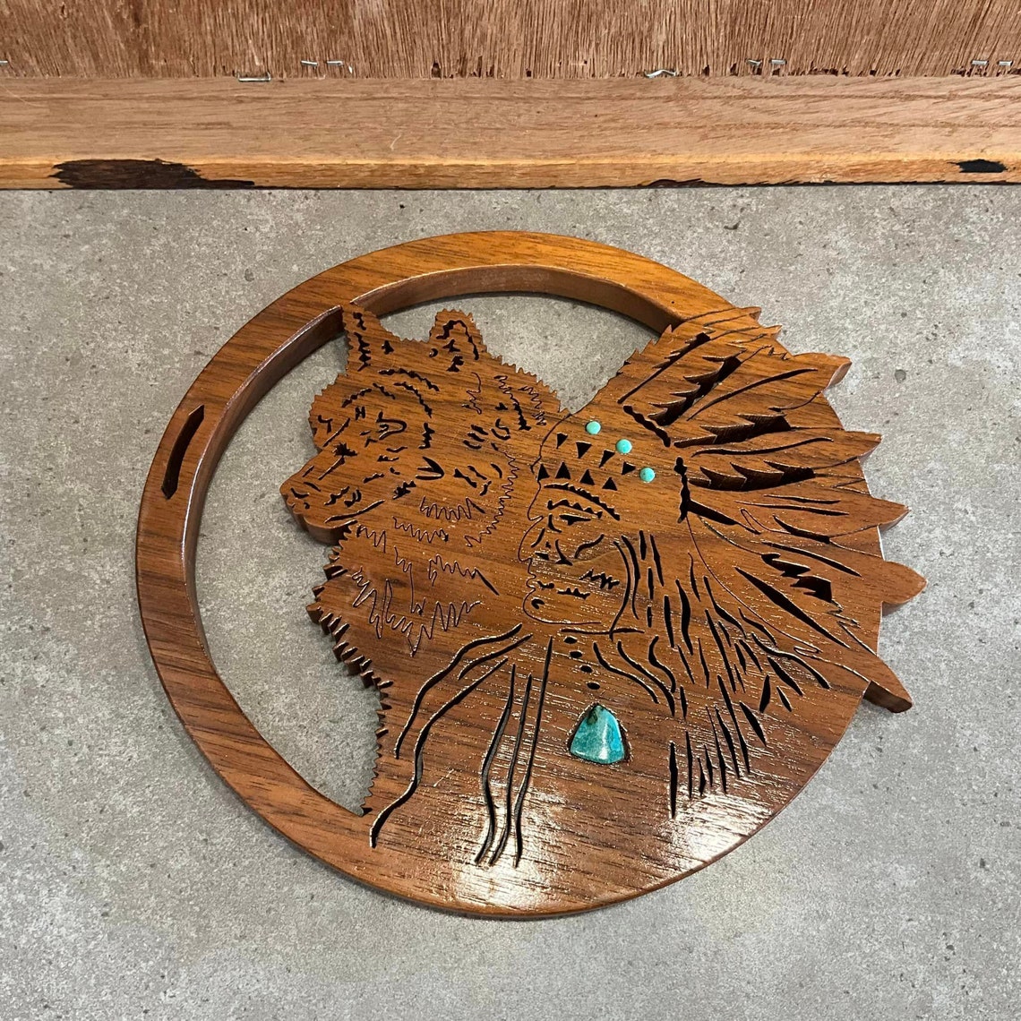 Native American With a Wolf, Carved Wood Wall Art Decor - Etsy