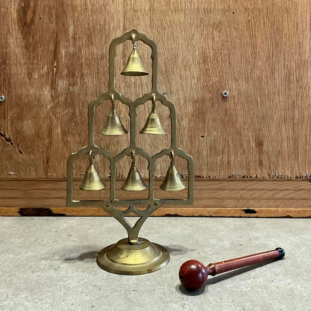 Vintage Brass Gong Bell Tree With Wooden Hammer - Etsy