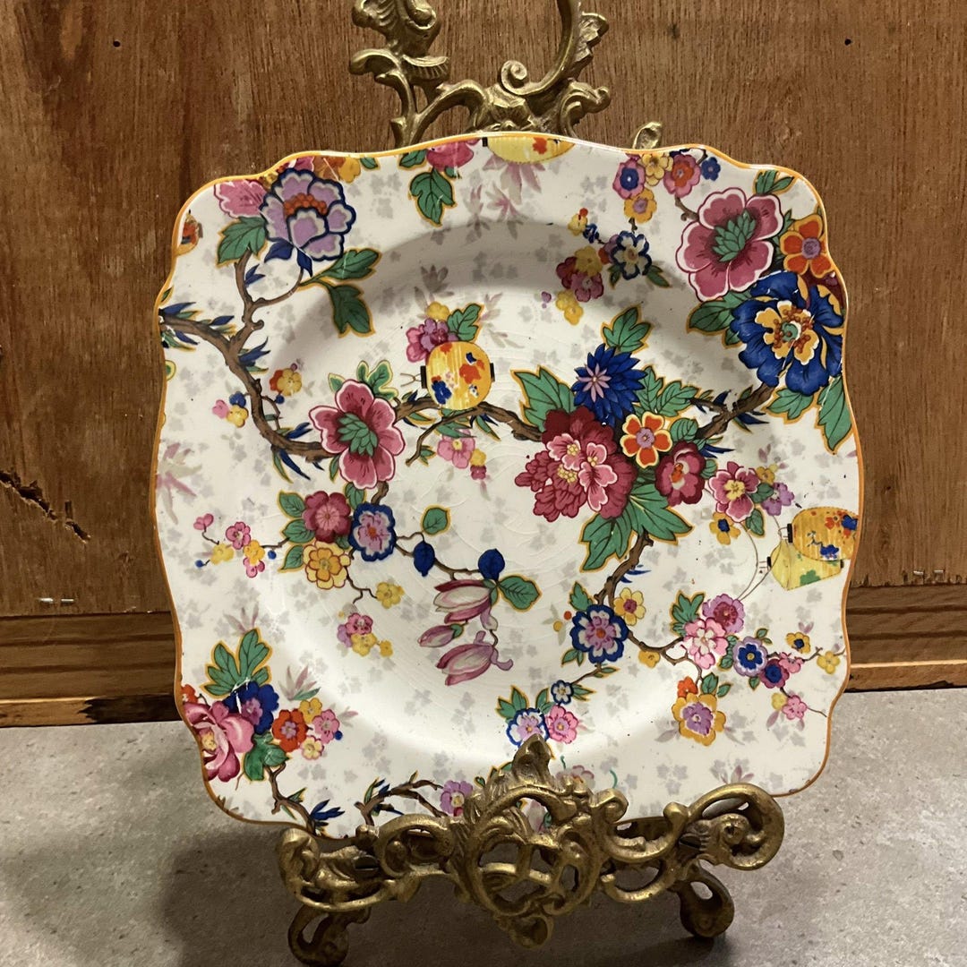Vintage Crown Ducal Ware Festival Square Plate Floral Made in England ...