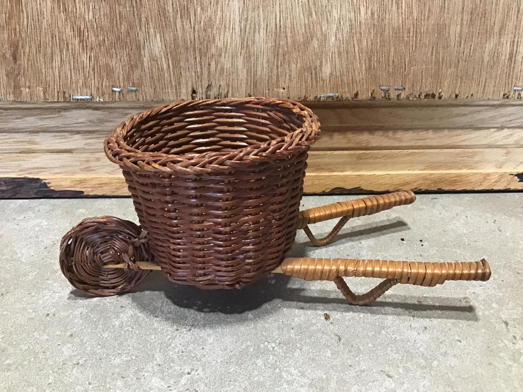 Vintage Wicker Small Wheelbarrow - Etsy