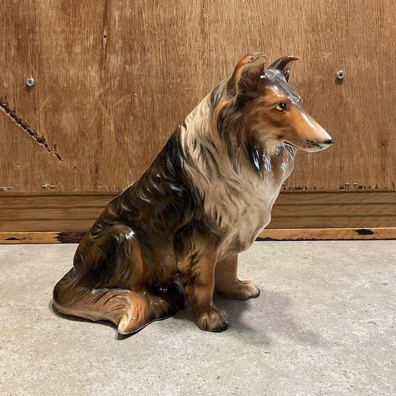 Vintage Porcelain Collie Dog Vase /planter Statue Made in Japan - Etsy
