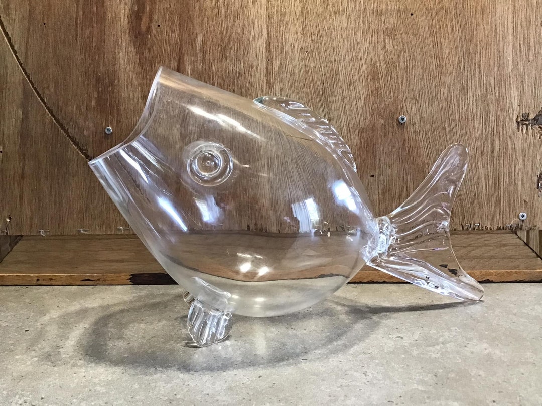 Clear Glass Fish Cookie Jar or Candy Bowl Italian Hand Blown - Etsy