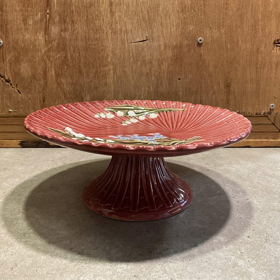 Vintage German Majolica Cake Plate – Lily of the Valley Pattern ...