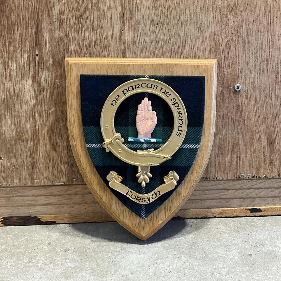 Vintage Wood Clan Crest Badge Wall Plaque, Scottish, Made in Scotland ...