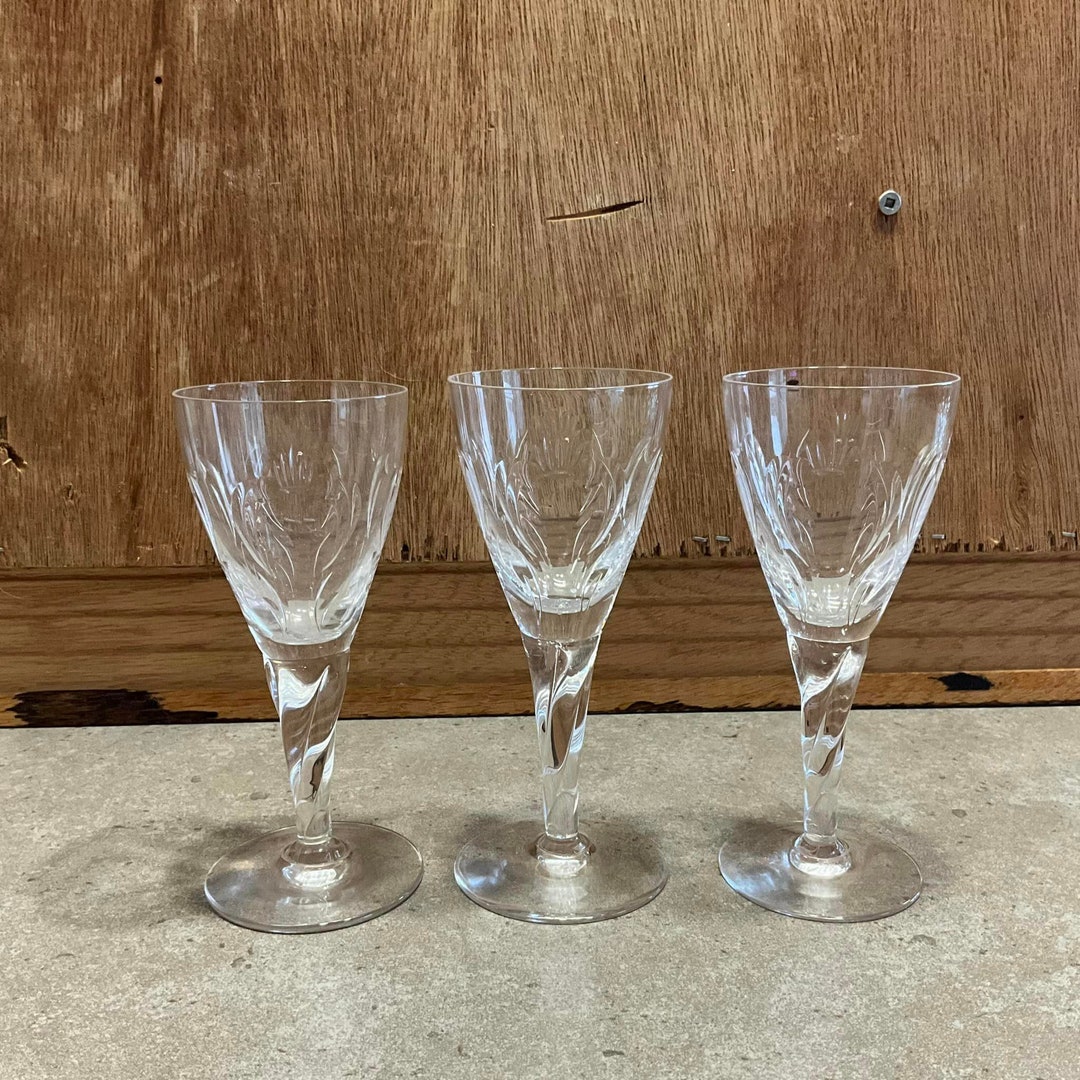 3 Stuart Crystal Sherry Glasses “shell” Pattern, Vintage Barware Made ...