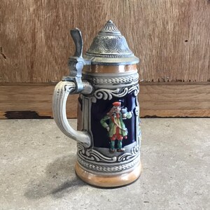 Vintage W. Germany Beer Mug With Lid 6 Inch Covered Cup Decorative ...