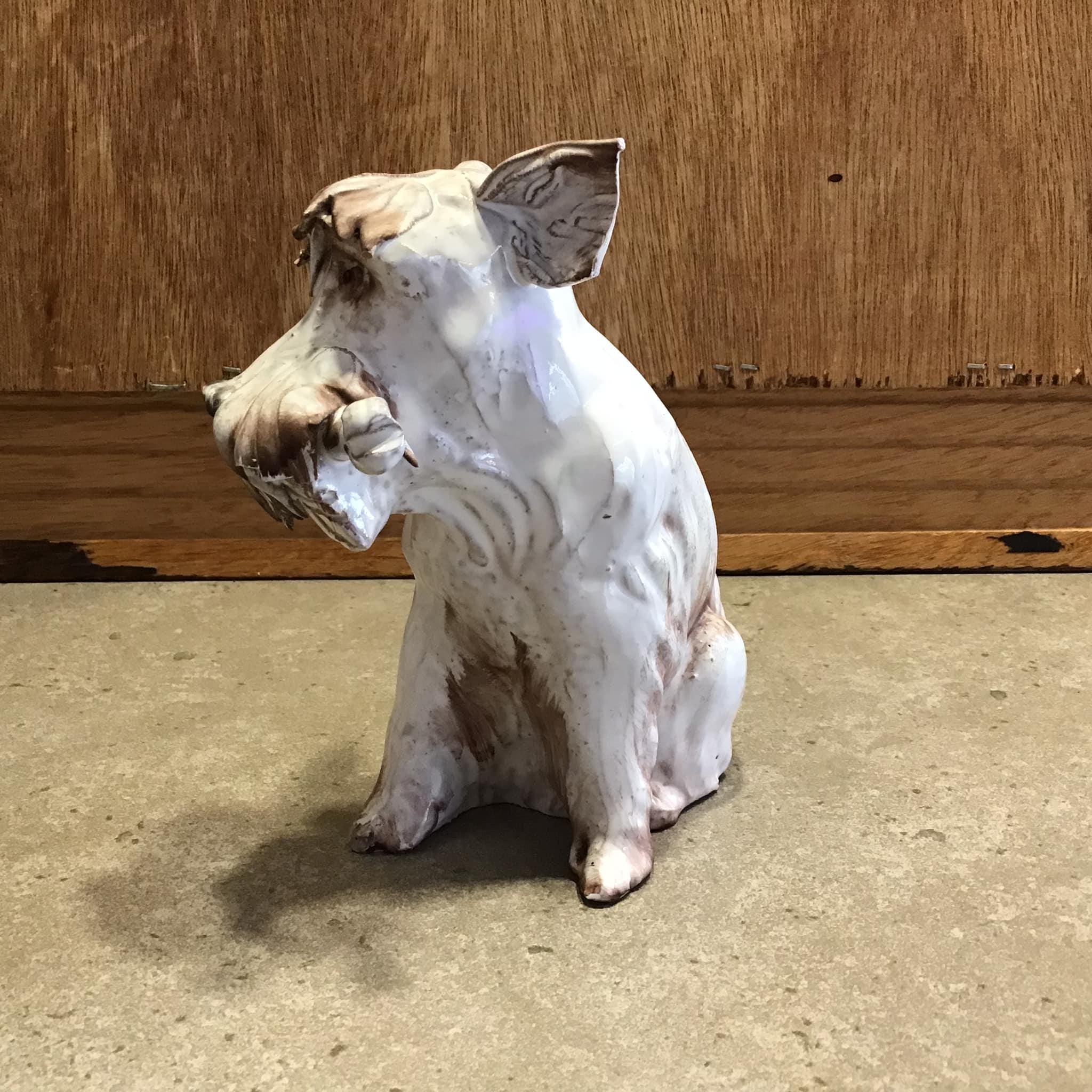 Rare Guido Cacciapuoti Capodimonte SEATED TERRIER DOG With Bone Made in ...