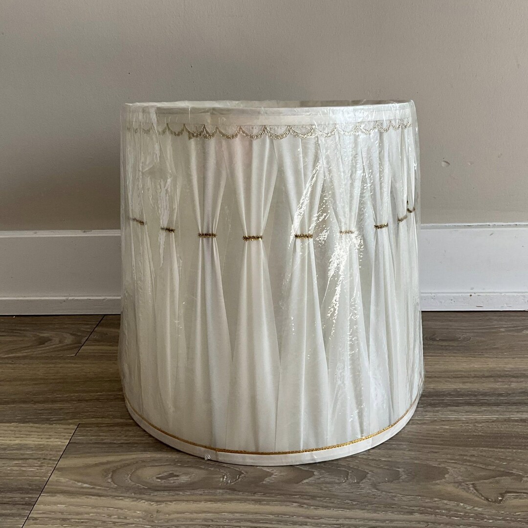 Small Vintage 12" Drum Lamp Shade Hollywood Regency Textured Trim ...