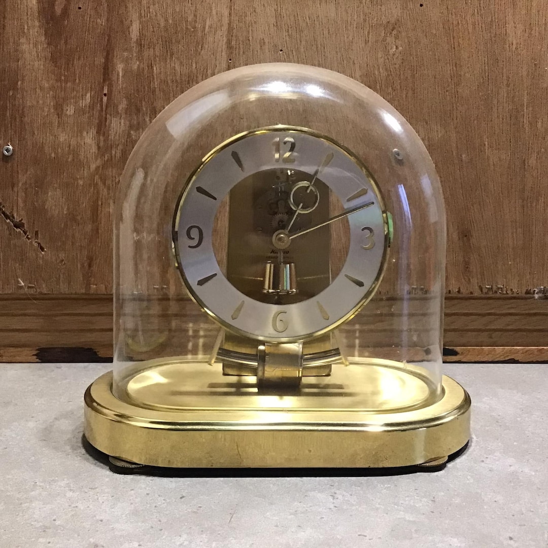 Vintage Kieninger and Obergfell Kundo Clock West Germany, Brass, Mineral Glass Dome ...