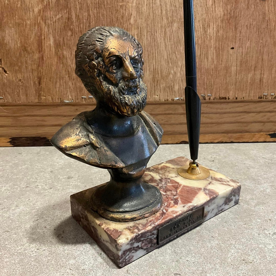 Homer Greek Poet Metal Bust Sculpture With Pen Holder, Made in Greece ...