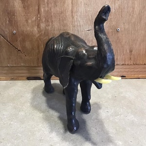 Vintage Genuine Leather Wrapped Elephant Figurine Sculpture 11.5” Tall ...