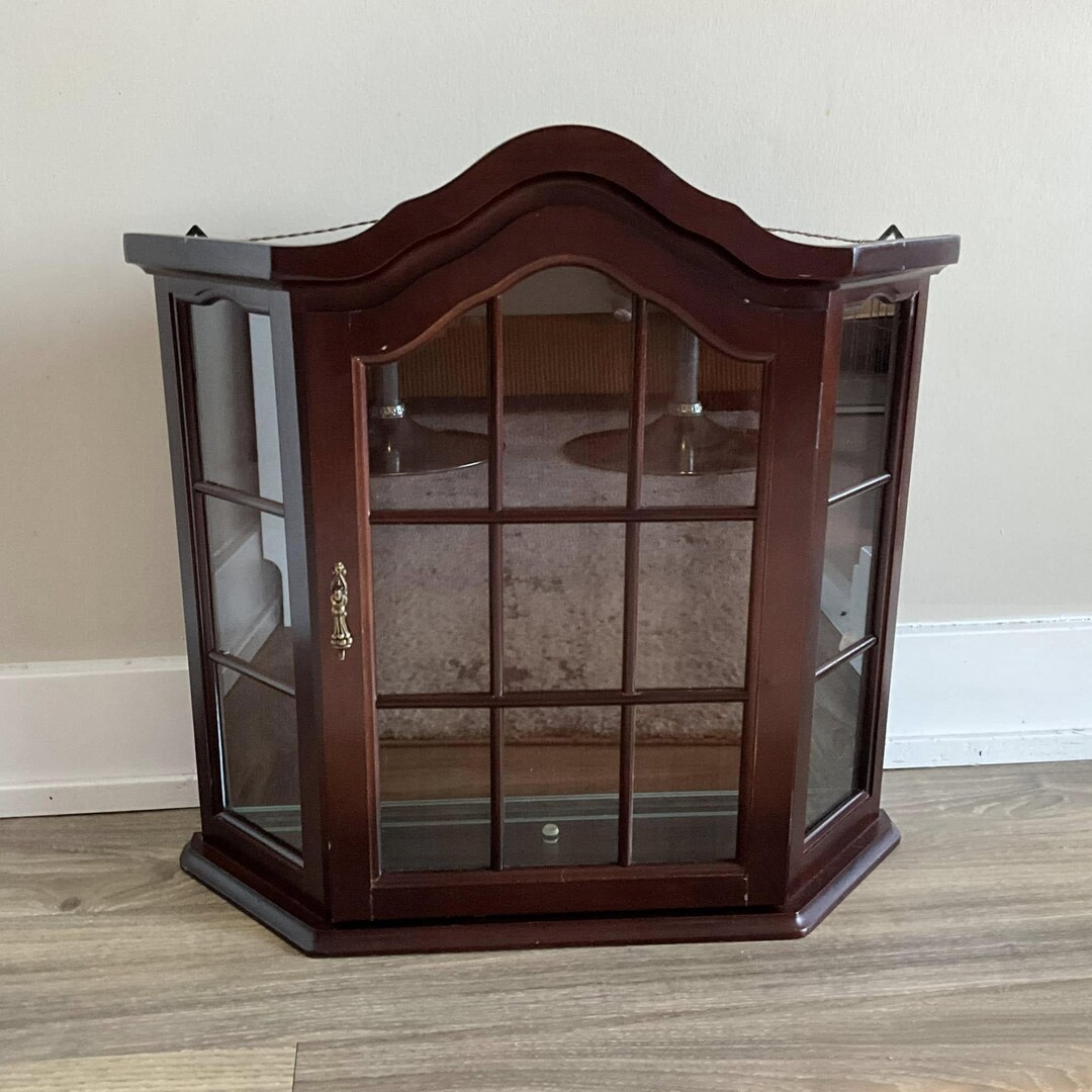 Showcase Transparent Door Wall Display Cabinet 2 Glass Shelves and ...