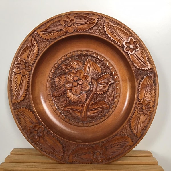 Wood Carved Plate - Etsy