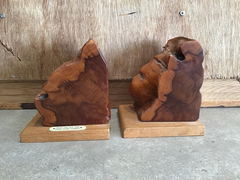 Vintage Natural Wood Bookends From the Yew Tree, Stoke Poges Church ...
