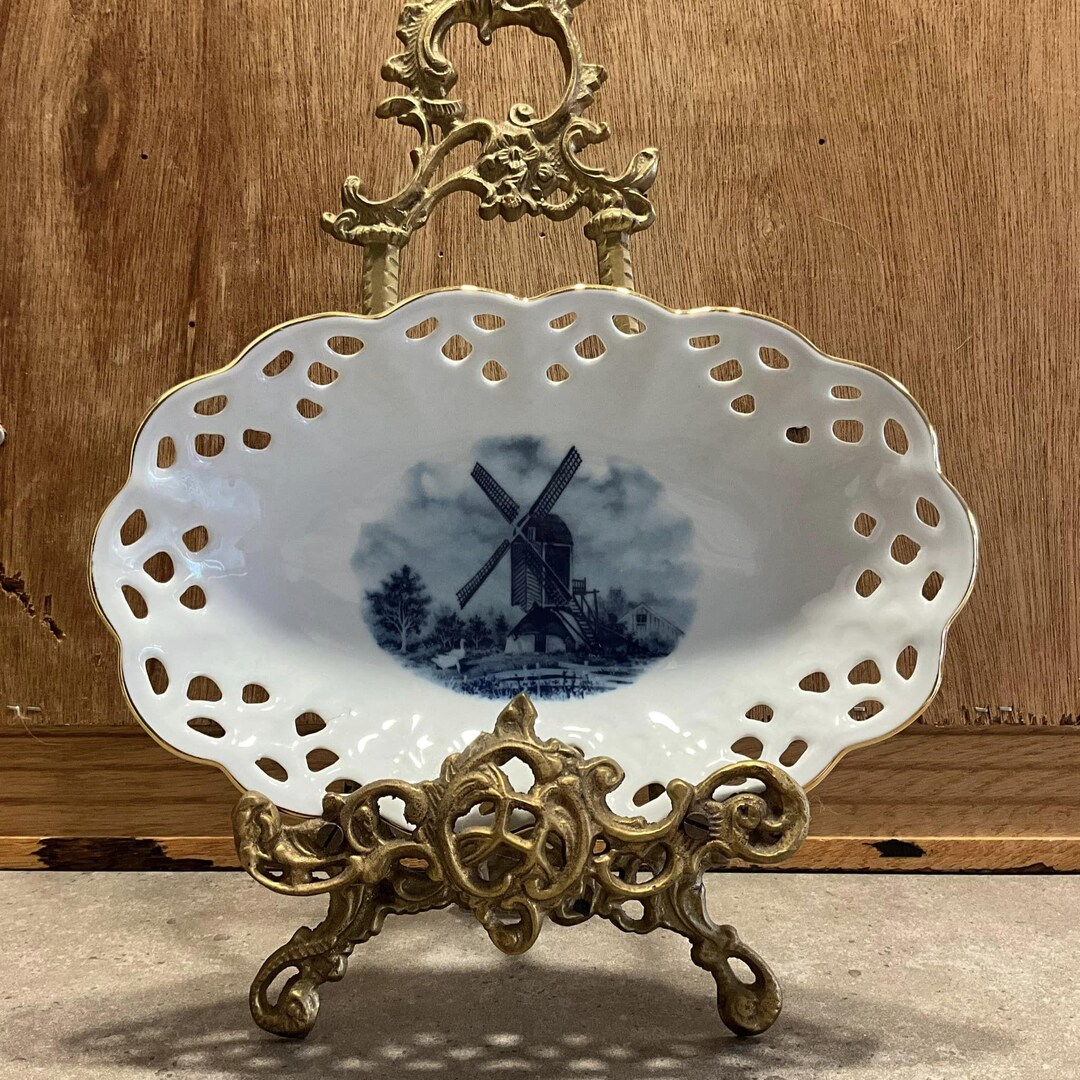 Vintage Delft Blue Windmill Scene Porcelain Bowl Made in Holland - Etsy