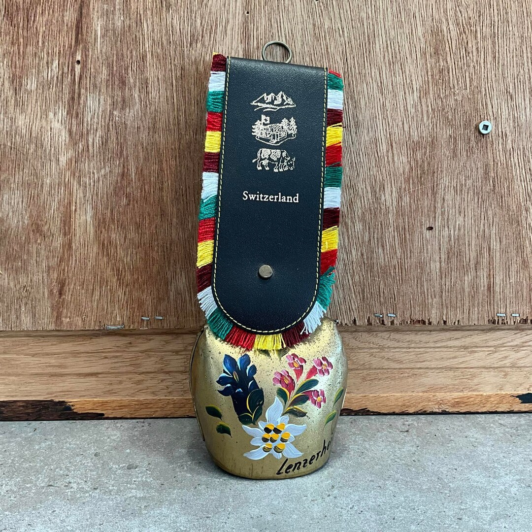 Handmade Swiss Brass Cow Bell With Fringed Leather Strap - Etsy