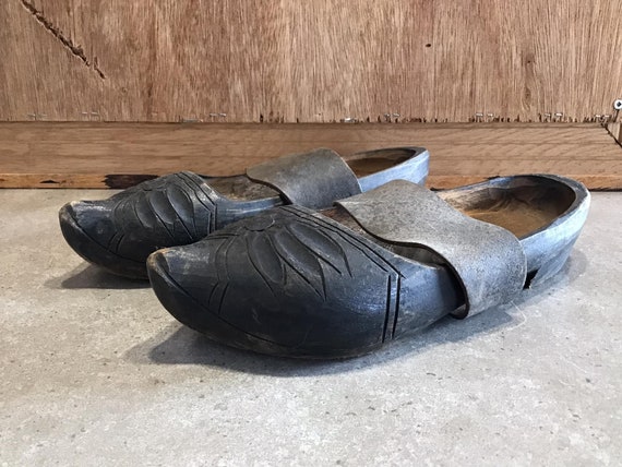 Antique French Wooden Clogs: 19th Century Farmhouse S… - Gem