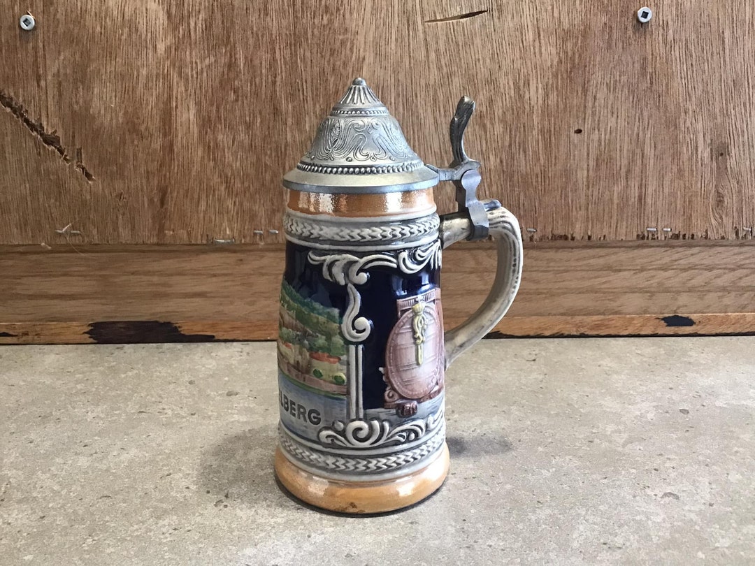 Vintage W. Germany Beer Mug With Lid 6 Inch Covered Cup Decorative ...