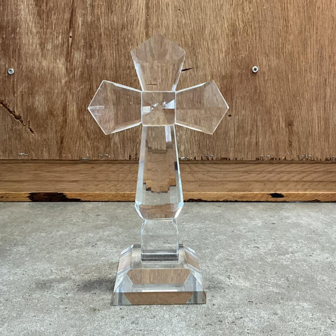 Crystal Desk Cross, Gothic Cross, Clear Glass Cross, Religious Gift ...