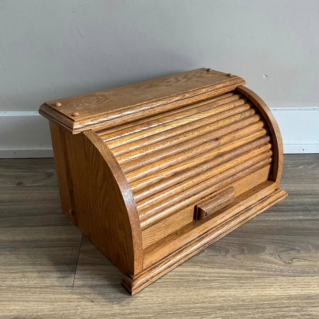 Roll Top BREAD BOX Wood Bread Box Vintage or Antique Bread Box. Made in ...