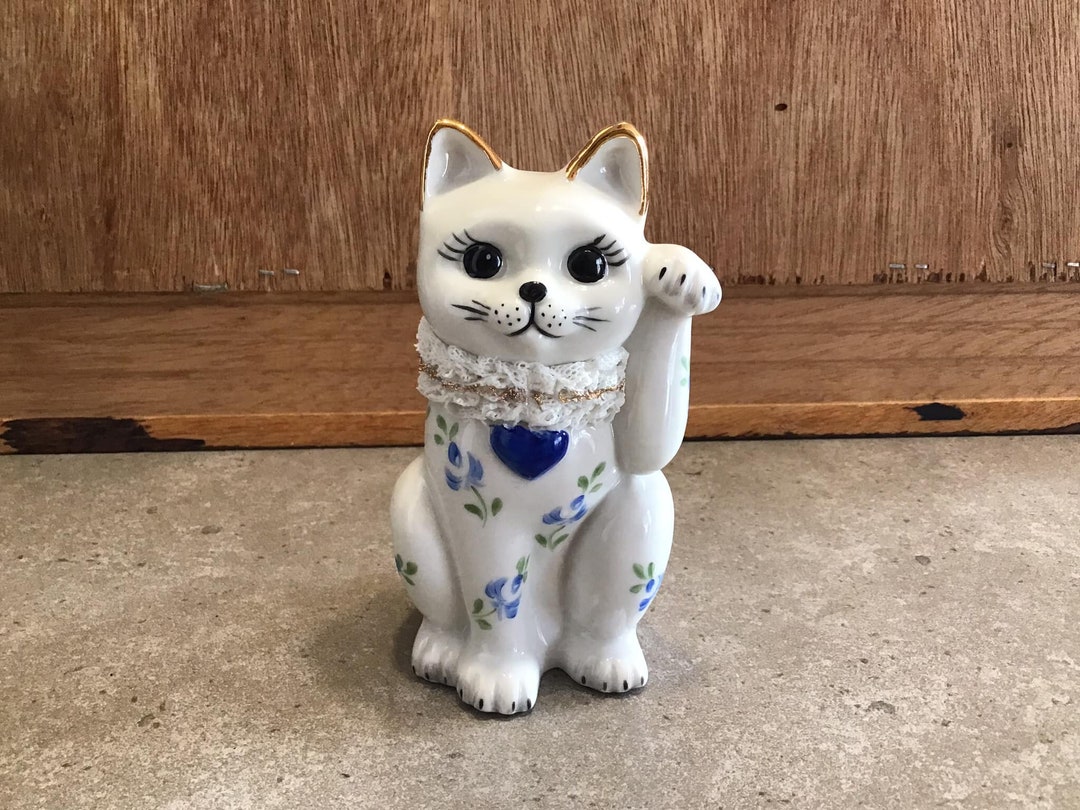 Vintage Irish Dresden Cat Figurine MZ Made in Ireland, Lucky Cat White ...