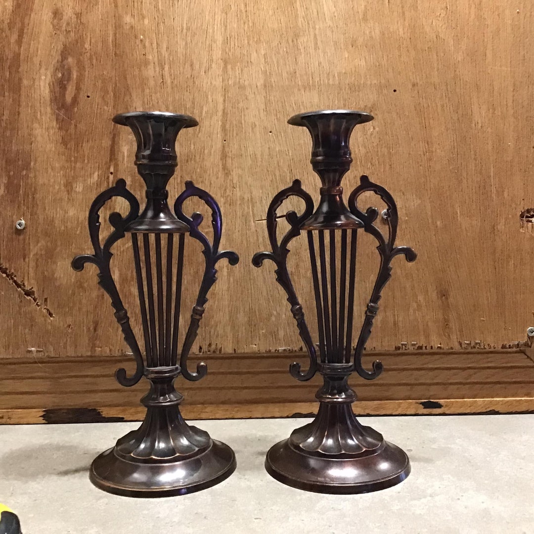 2 Harp Candle Holders, Metal Candlesticks - Etsy