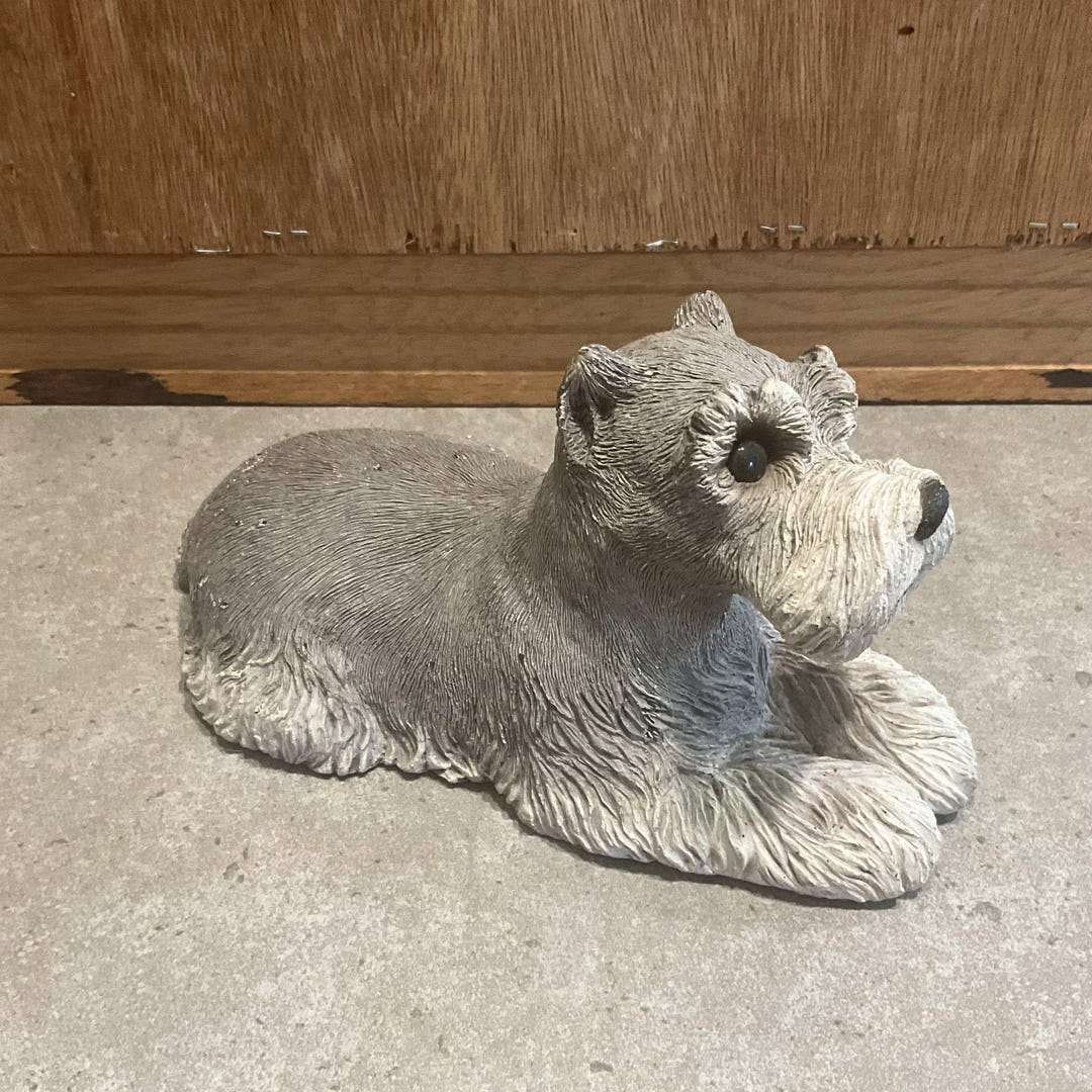 Vintage Sandicast 1982, Sandra Brue, Schnauzer, Gray Dog Figurine ...