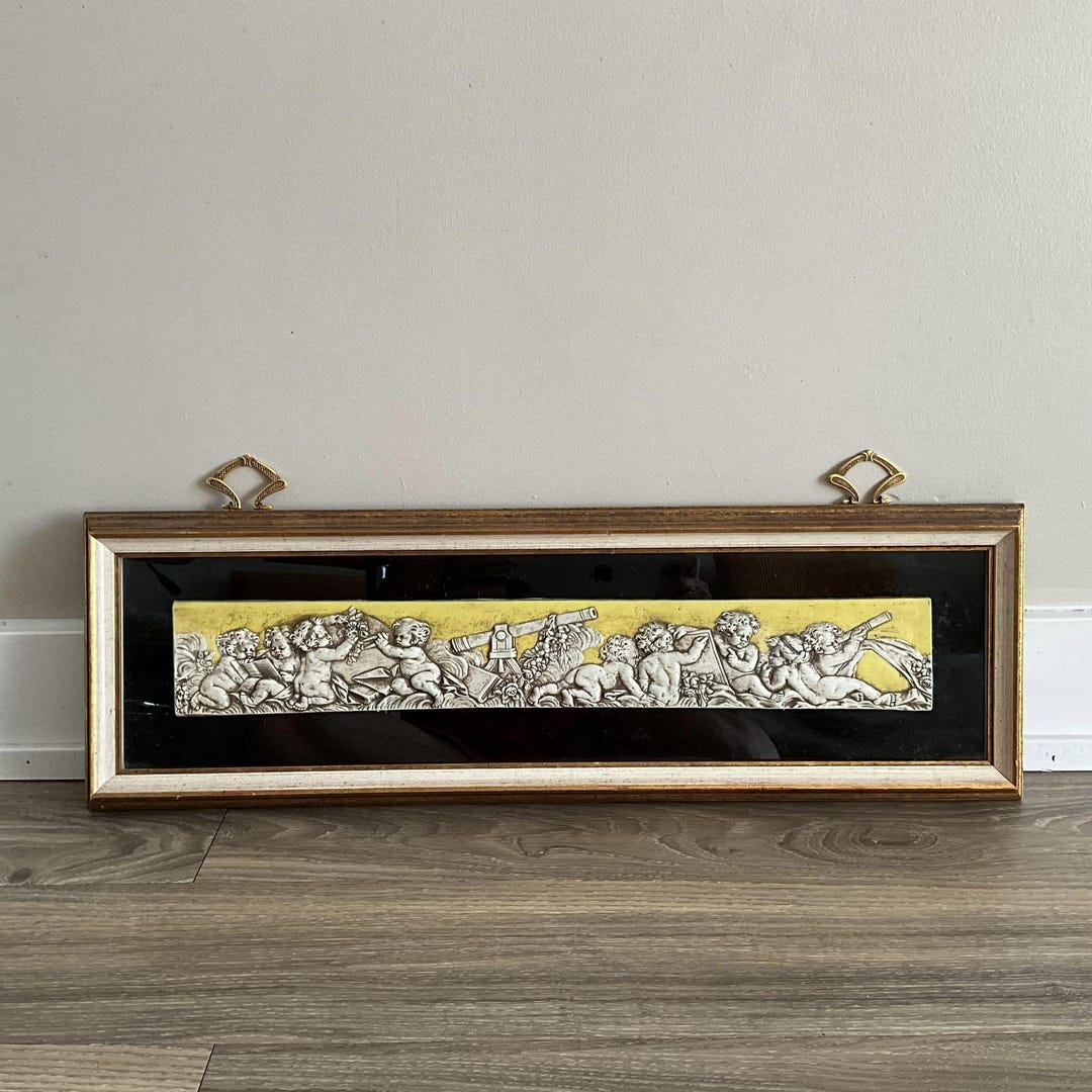 Vintage Sungott Art Gravure, Made of Durable Art Stone Cherubs, Angels ...