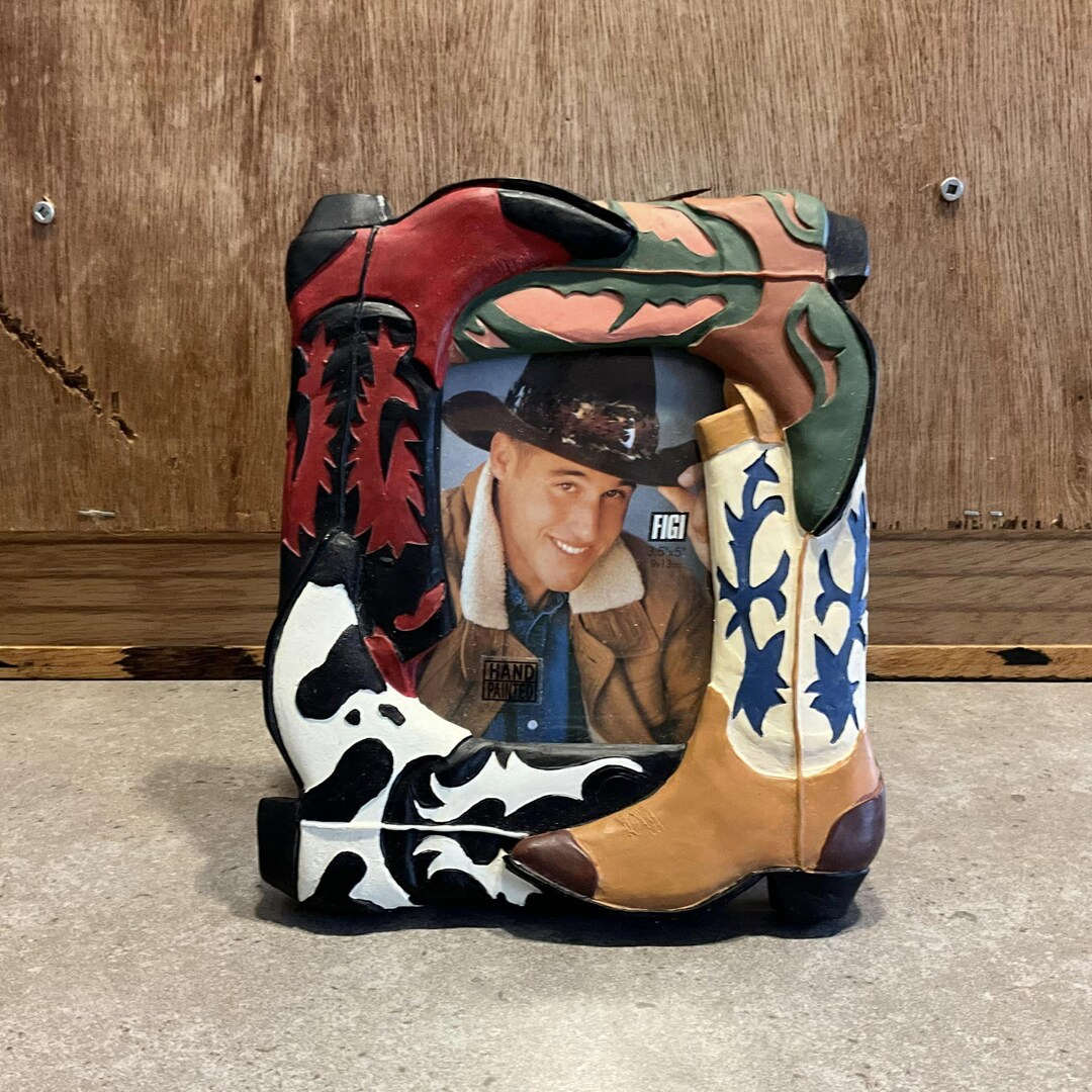 Vintage 3D Cowboy Boots Photo Frame With 4 Colorful Boots, for Photo 3. ...