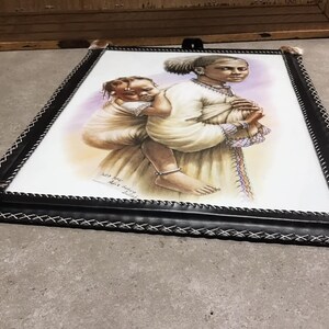 Vintage Ethiopian Picture With Leather Handmade Frame TRIBAL Signed by ...