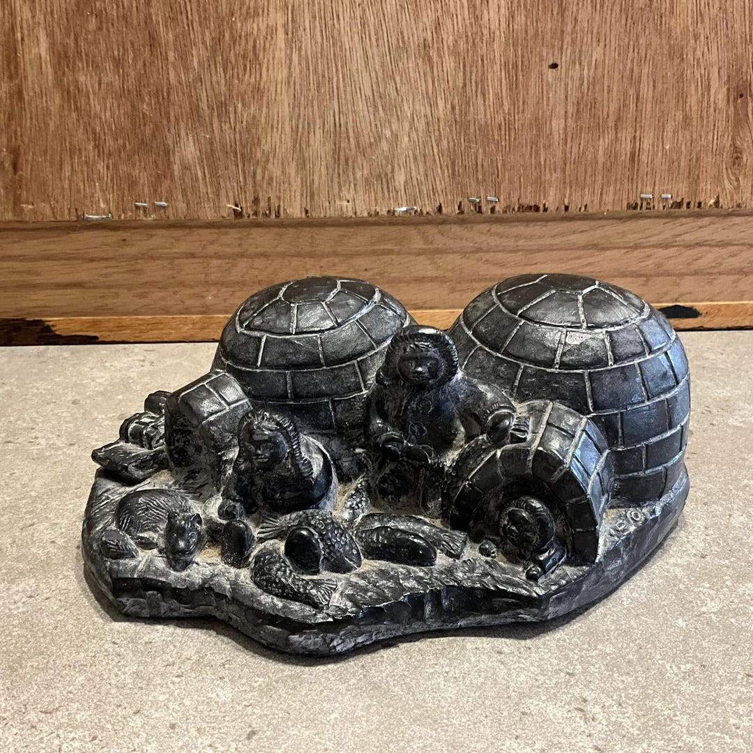 Vintage Inuit Eskimo Family, Igloo, Stone Sculpture Made in Canada - Etsy