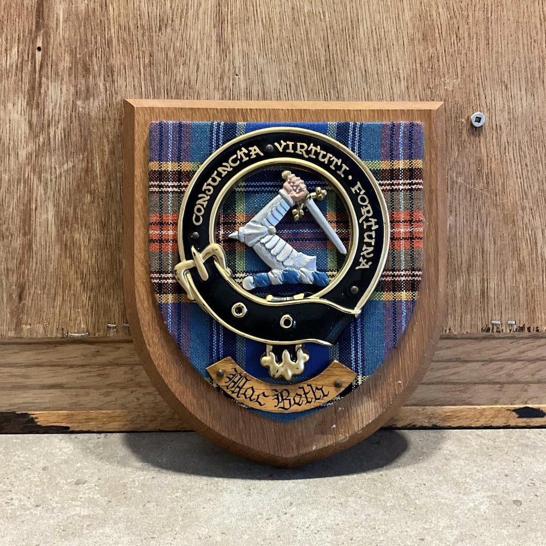 Vintage Wood Clan Crest Badge Wall Plaque, Scottish, Made in Scotland ...
