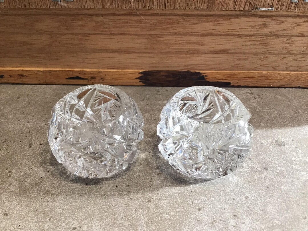 2 Vintage Hand Cut Glass Pinwheel Crystal Candlestick Holders - Etsy