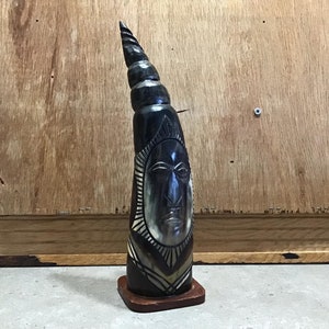 Vintage Carved Cattle Horn African Statue: Mid-century Tribal Decor - Etsy