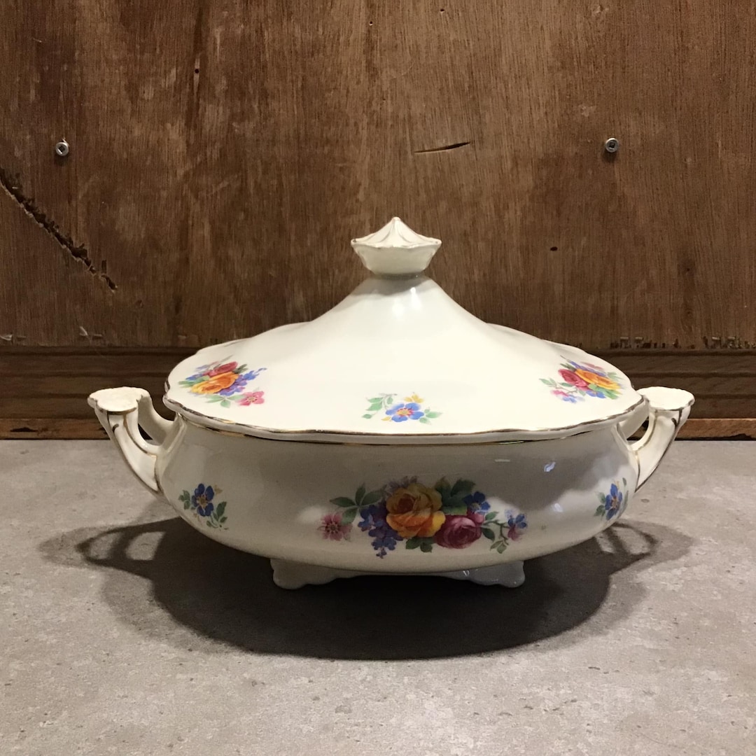 Antique Wedgwood Mary Stuart Serving Dish: Floral Border, Gold Trim - Etsy