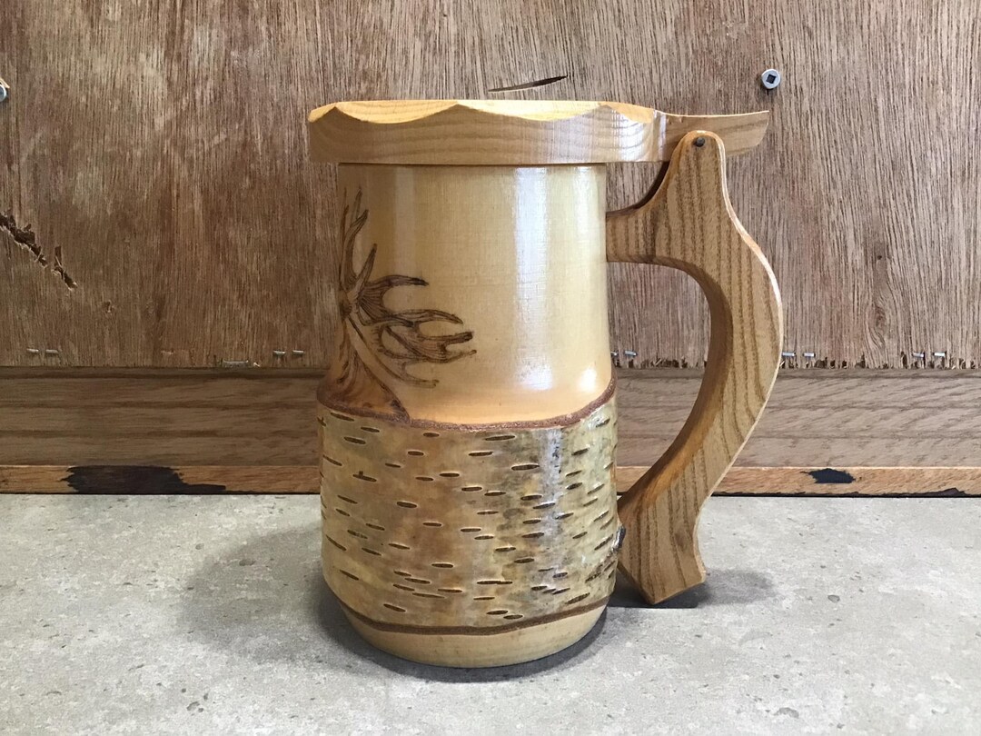 Vintage Wood Stein Mug With Lid: Rustic Moose Decor - Etsy
