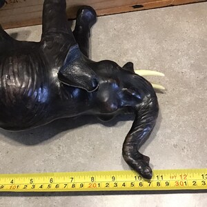 Vintage Genuine Leather Wrapped Elephant Figurine Sculpture 11.5” Tall ...