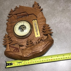 REGEN VERANDERLICH SCHON Thermometer/barometer. Vintage German Wall ...