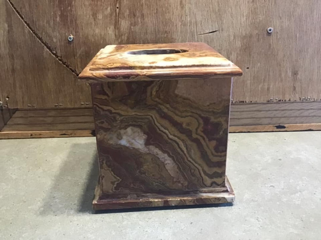 Marble Tissue Box Cover Genuine Marble With Natural Variations - Etsy