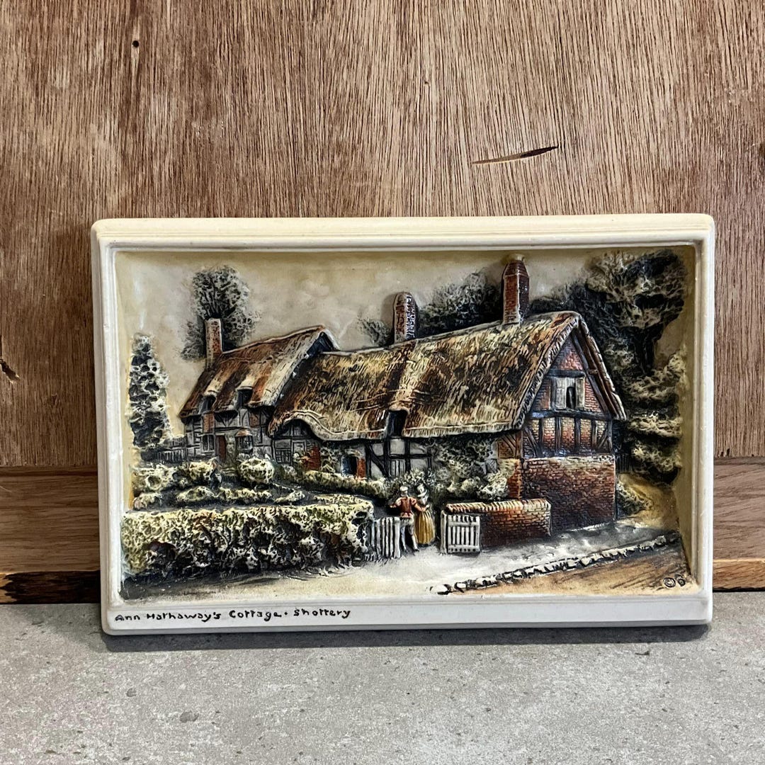 Vintage Arthur Osborne IVOREX 3D Wall Plaque "ann Hathaway's Cottage ...