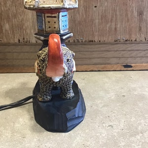 Vintage Elephant Table Lamp Wood Base Made in Japan Hand Painted - Etsy