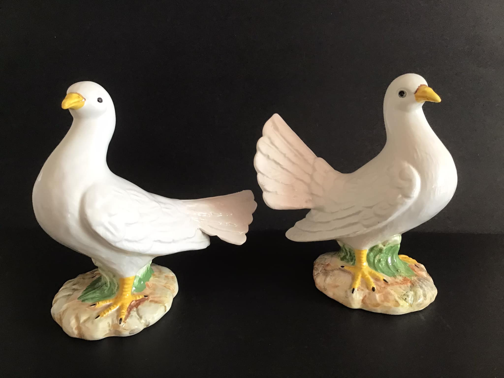 2 Vintage Italy Doves Figurines Italian Porcelain Statues Lovebird ...