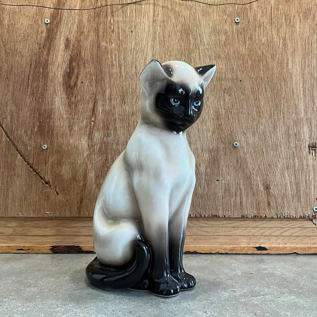 Large Vintage Ceramic Siamese Cat Statue 11" Tall Made in Italy - Etsy