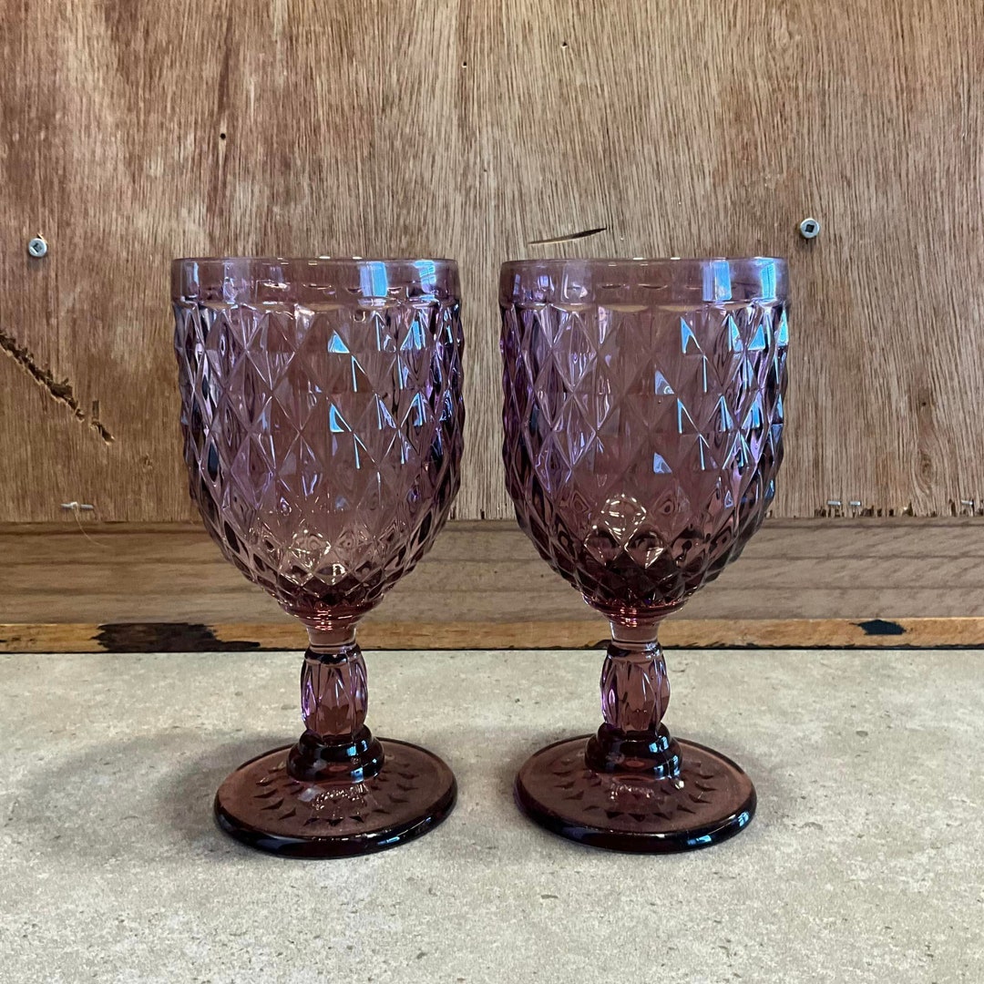2 Colored Glass Goblets, Vintage Drinking Glasses, Coupe Glasses ...