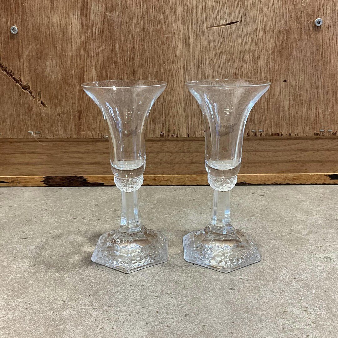 2 Vintage Rosenthal Clear Crystal Candlesticks - Etsy
