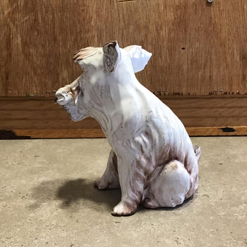 Rare Guido Cacciapuoti Capodimonte SEATED TERRIER DOG With Bone Made in ...