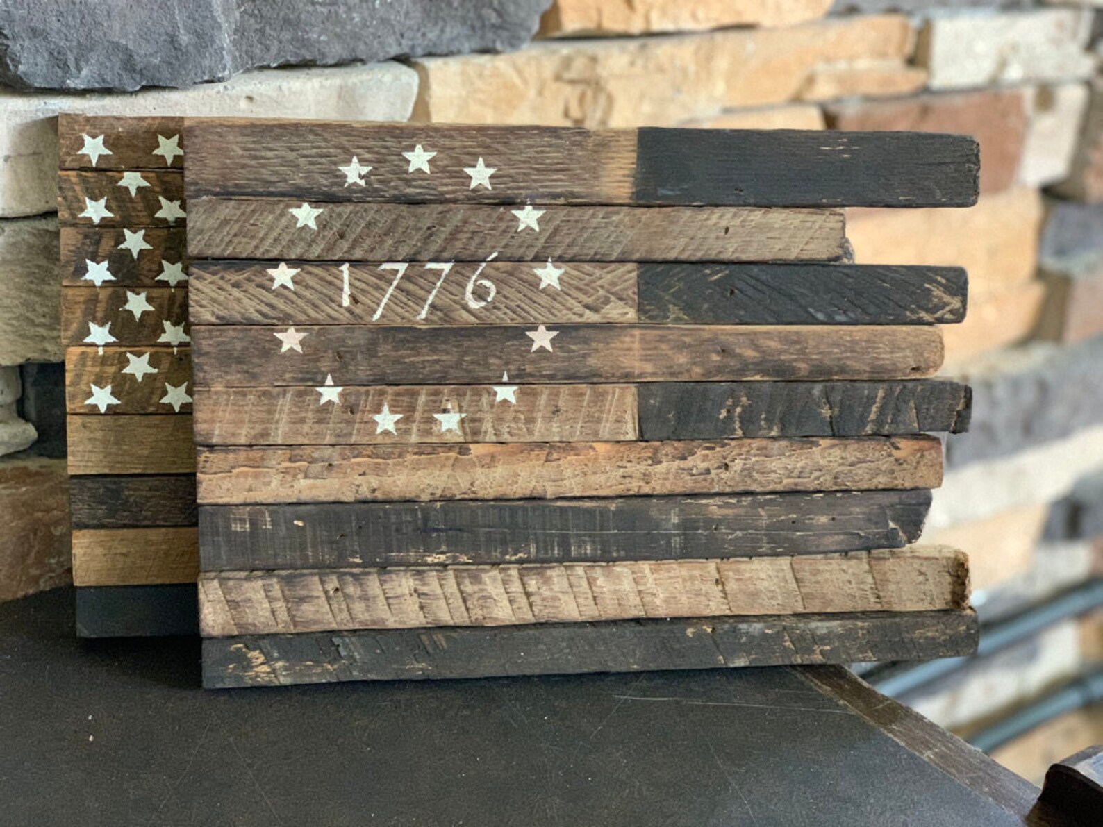 Small Tobacco Stick American Flags, Wooden Flags, Rustic Flags - Etsy