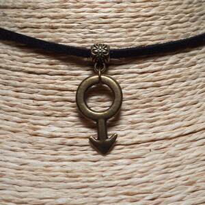 Male Sign Necklace Gender Symbol Mars Planet Choker Pride Choker Bronze ...