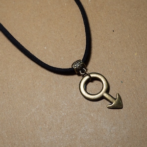 Male Sign Necklace Gender Symbol Mars Planet Choker Pride Choker Bronze ...